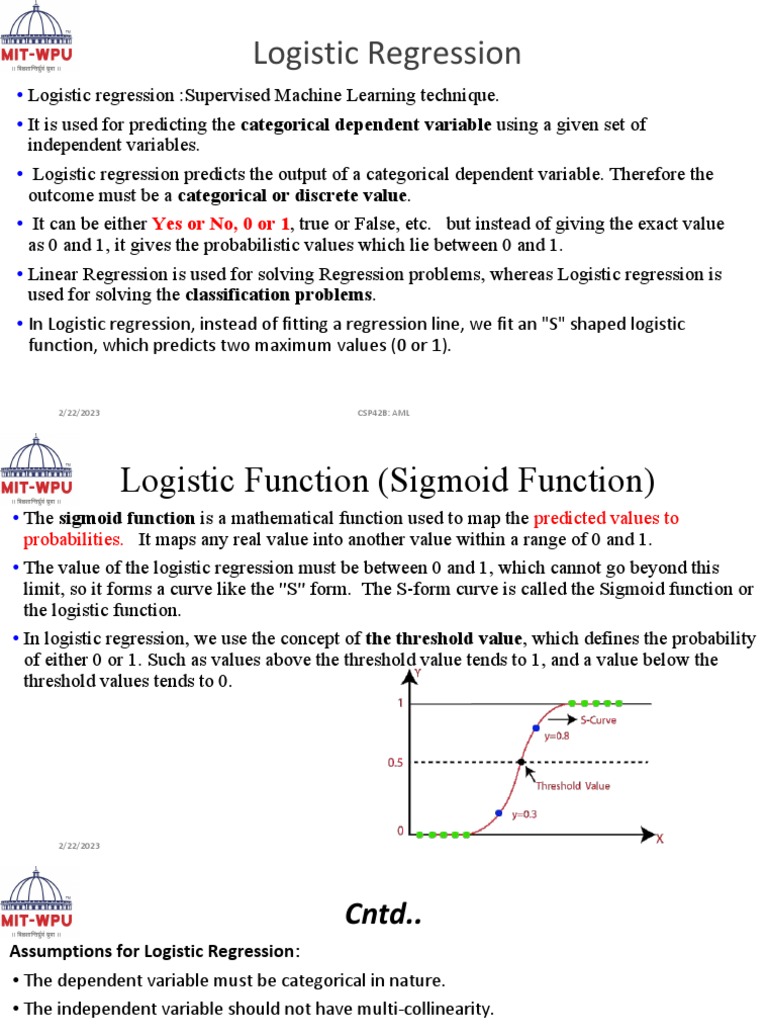 Aiml Unit 3 1 | PDF | Logistic Regression | Regression Analysis