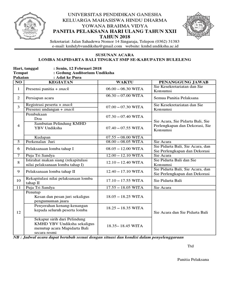 Susunan-Acara-Lomba | PDF
