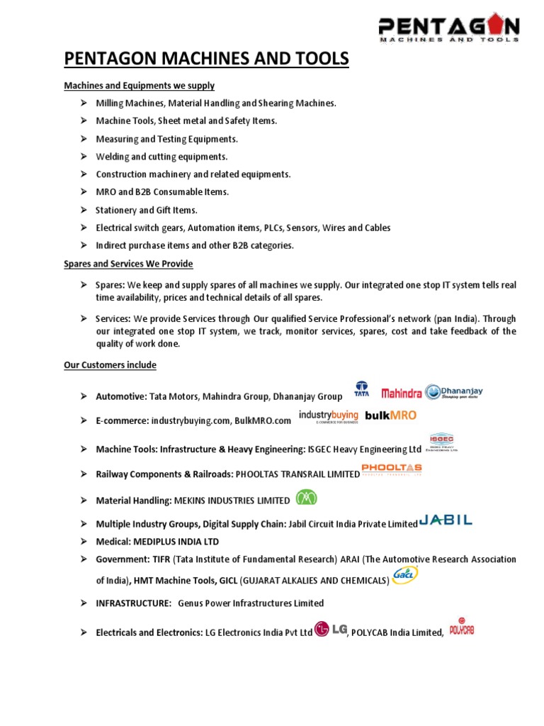 Pentagon Company Profile | PDF | Machines | Engineering