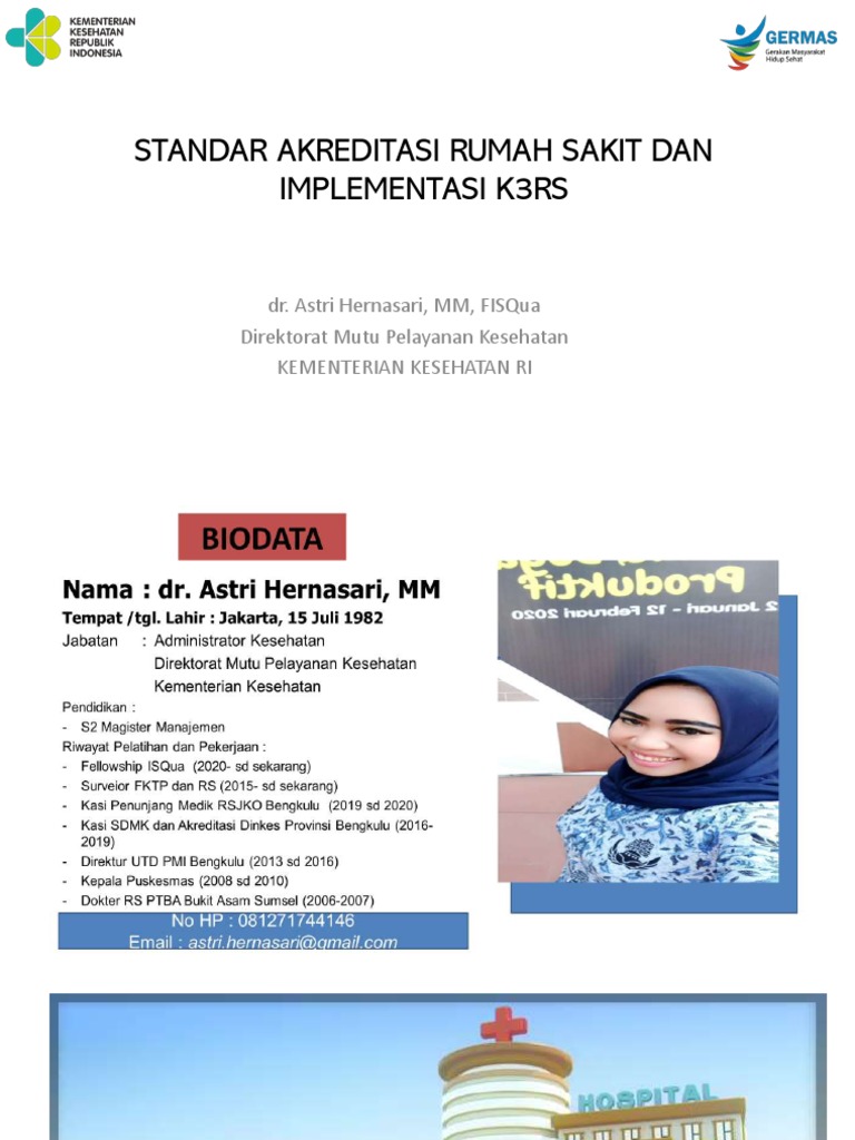 Standar Akreditasi Rumah Sakit Dan Implemetasi K3RS - Dr. Astri | PDF
