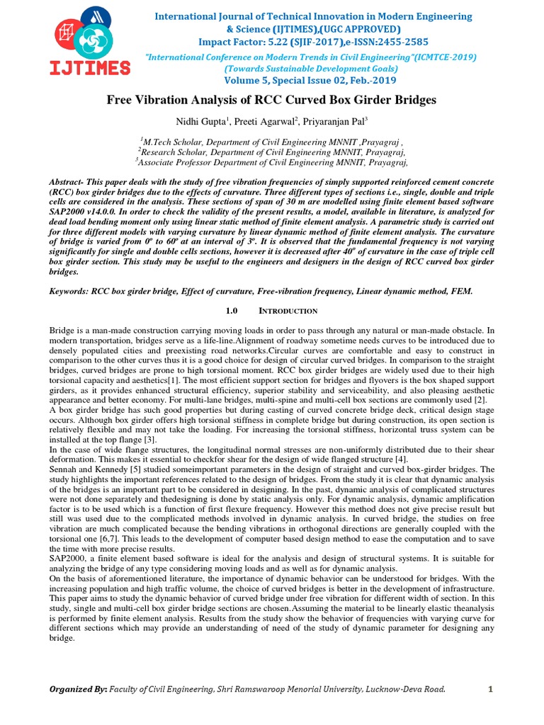 Free Vibration Analysis of RCC Curved Box Girder Bridges | PDF | Bridge ...