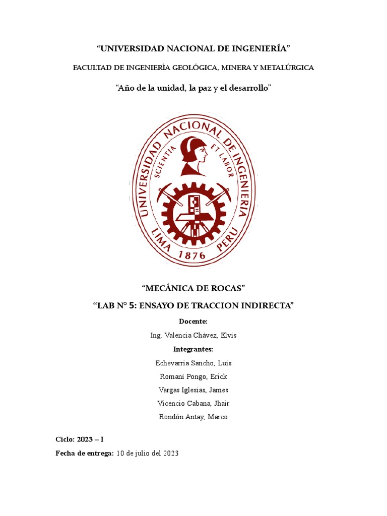 Ensayo Tracción Indirecta Rocas | PDF | Ingeniería | Materiales