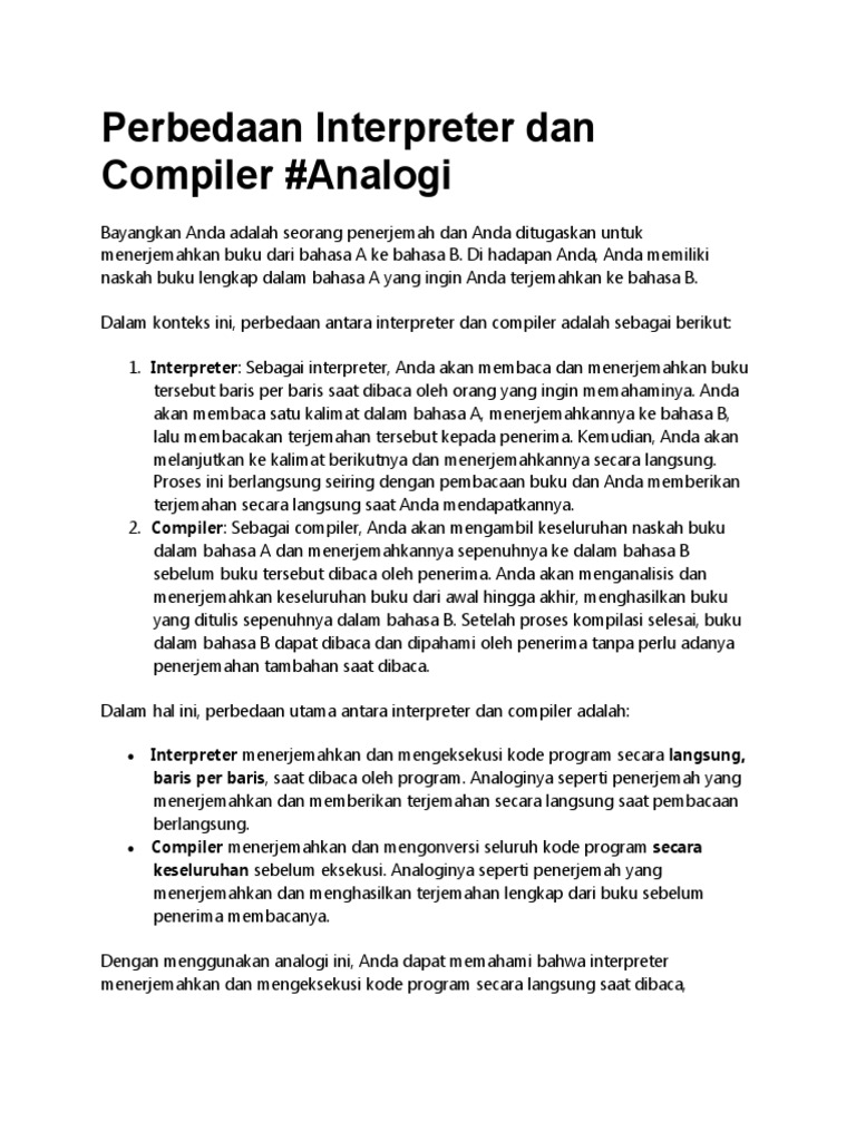 Perbedaan Interpreter Dan Compiler | PDF