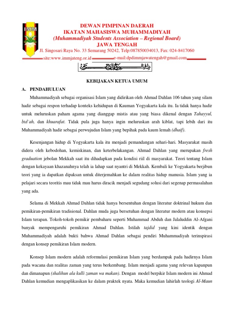 Grand Desain & Proker DPD IMM Jateng 2018-2020 | PDF