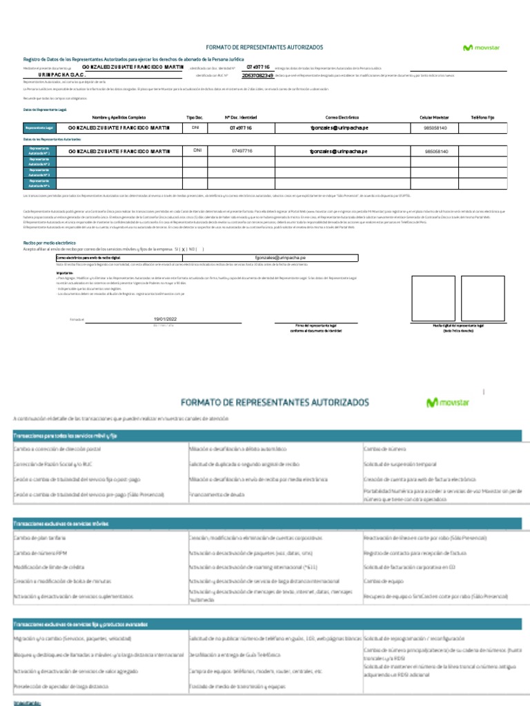 Registro de Representantes Movistar | PDF | Contraseña | Industrias de ...