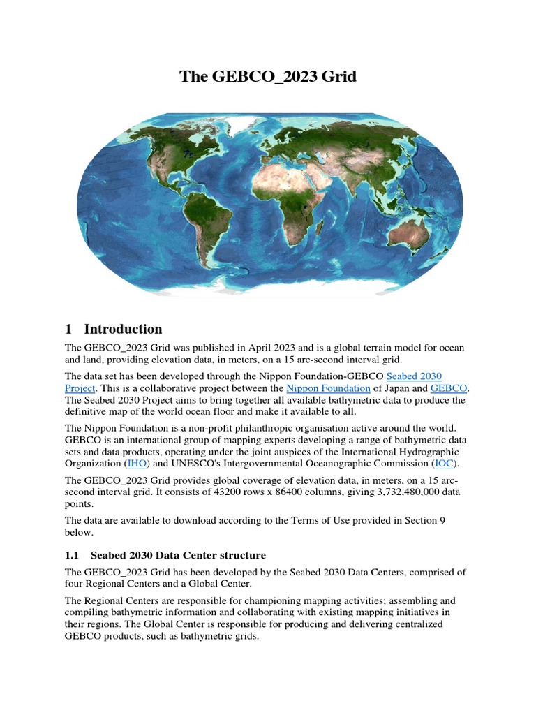 GEBCO 2023 Grid Data Download | PDF | Oceanography | Hydrography