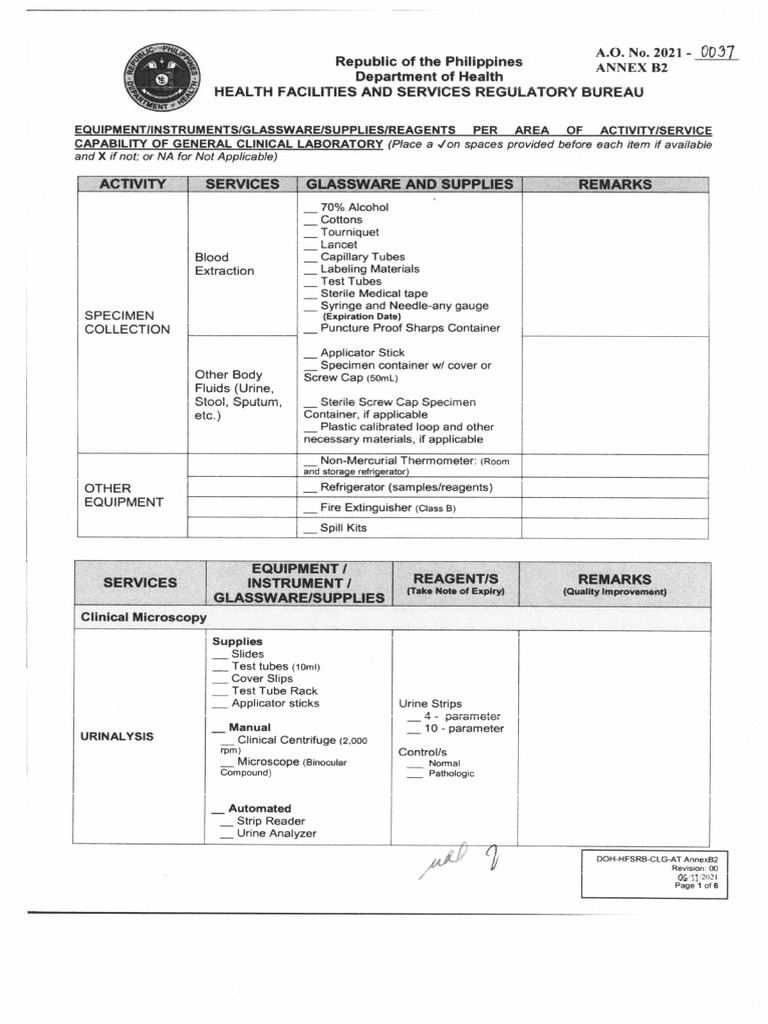 Assessment Tool - Annex A Clinical Laboratory | PDF