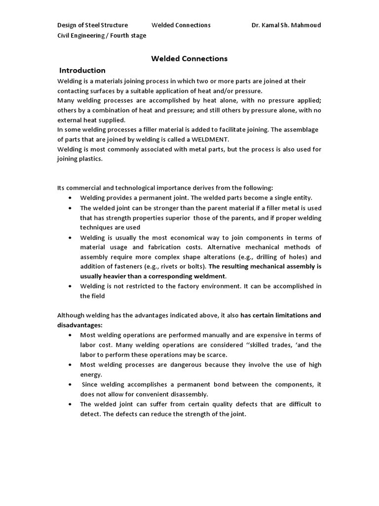 Welded Connections | PDF | Welding | Construction