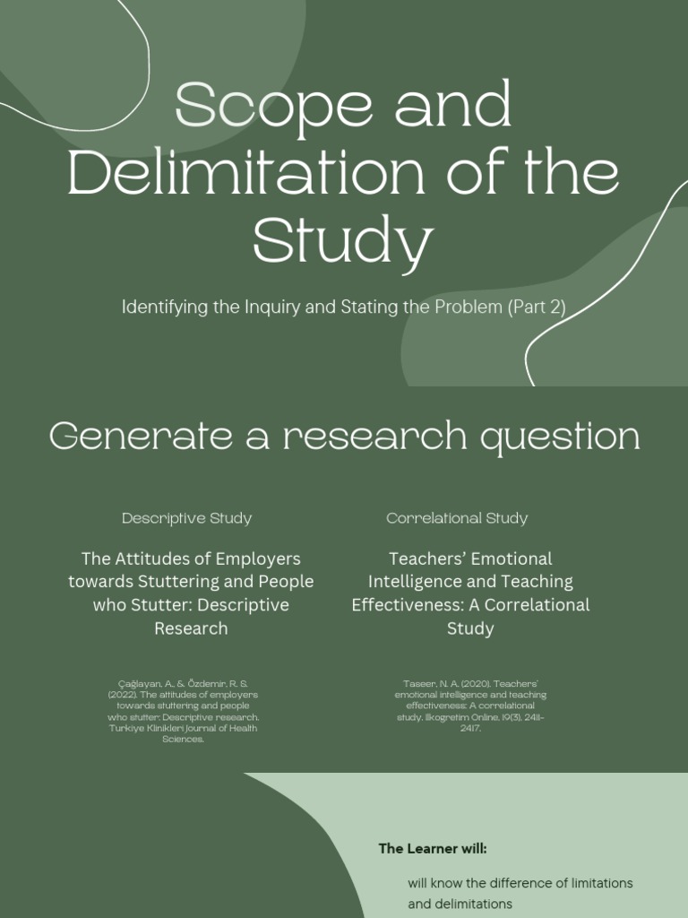 Scope and Delimitation | PDF | Teachers | Cognitive Science