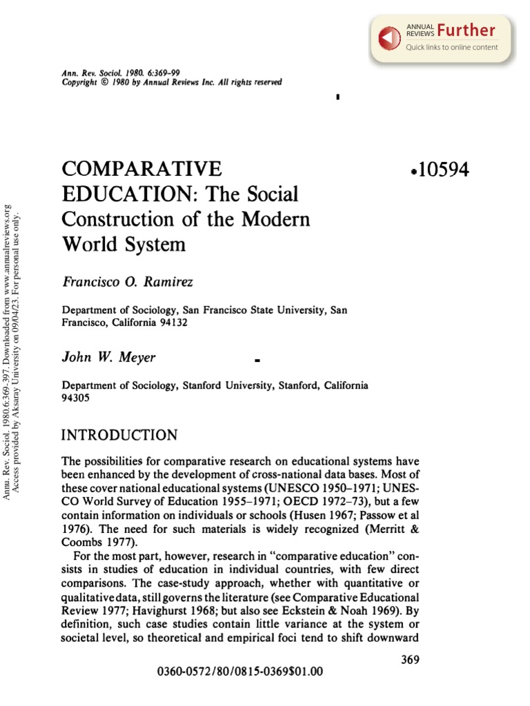 Meyer, Comparative Education | PDF | Sociology | Modernization Theory