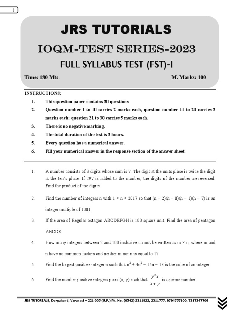 Ioqm 1 23 | PDF | Euclid | Geometry