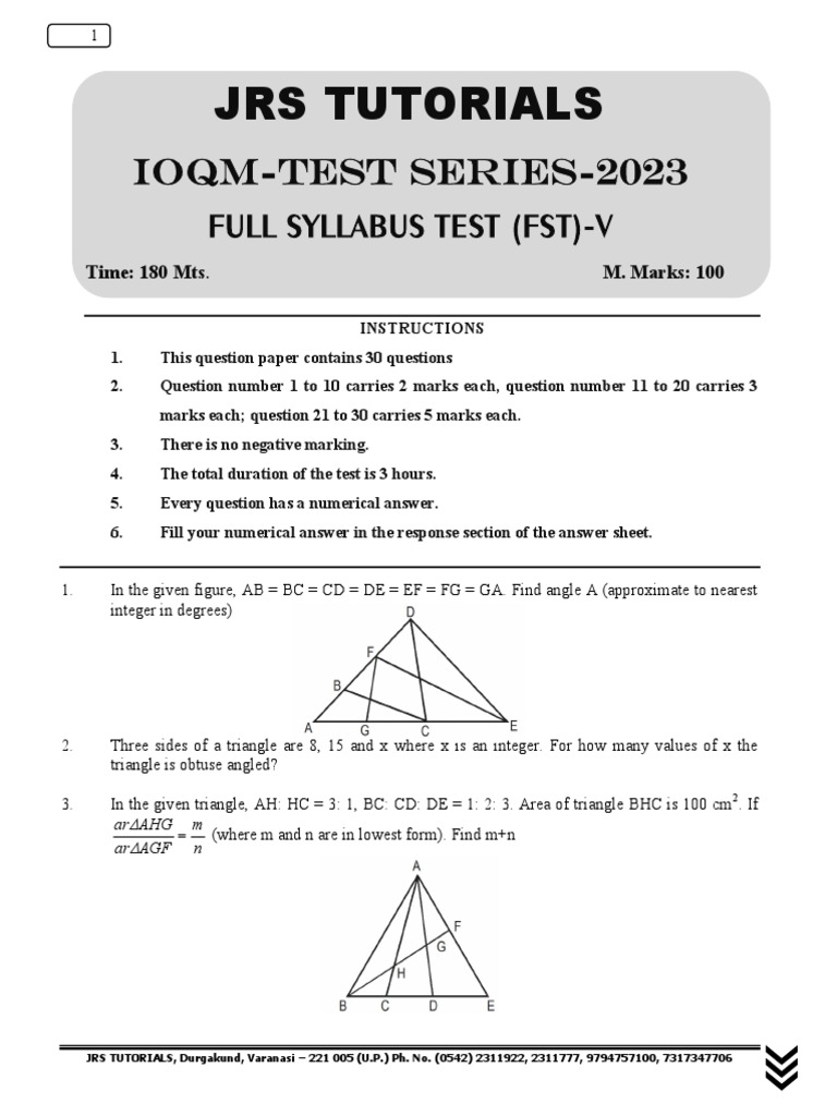 Ioqm FST 5 | PDF | Area | Rectangle