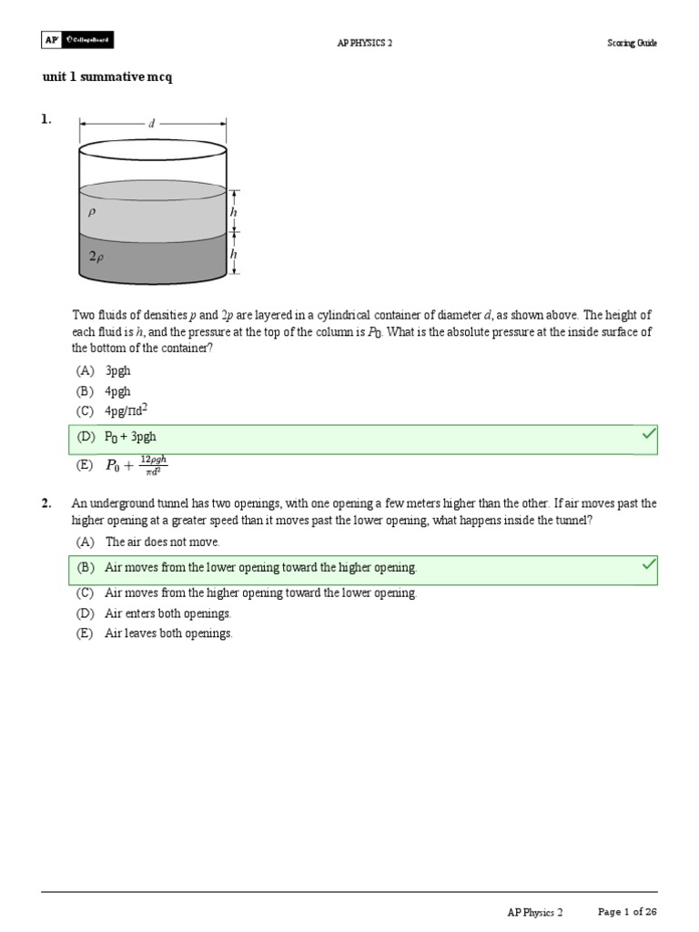 SG Unit1summativemcq | PDF | Buoyancy | Pressure