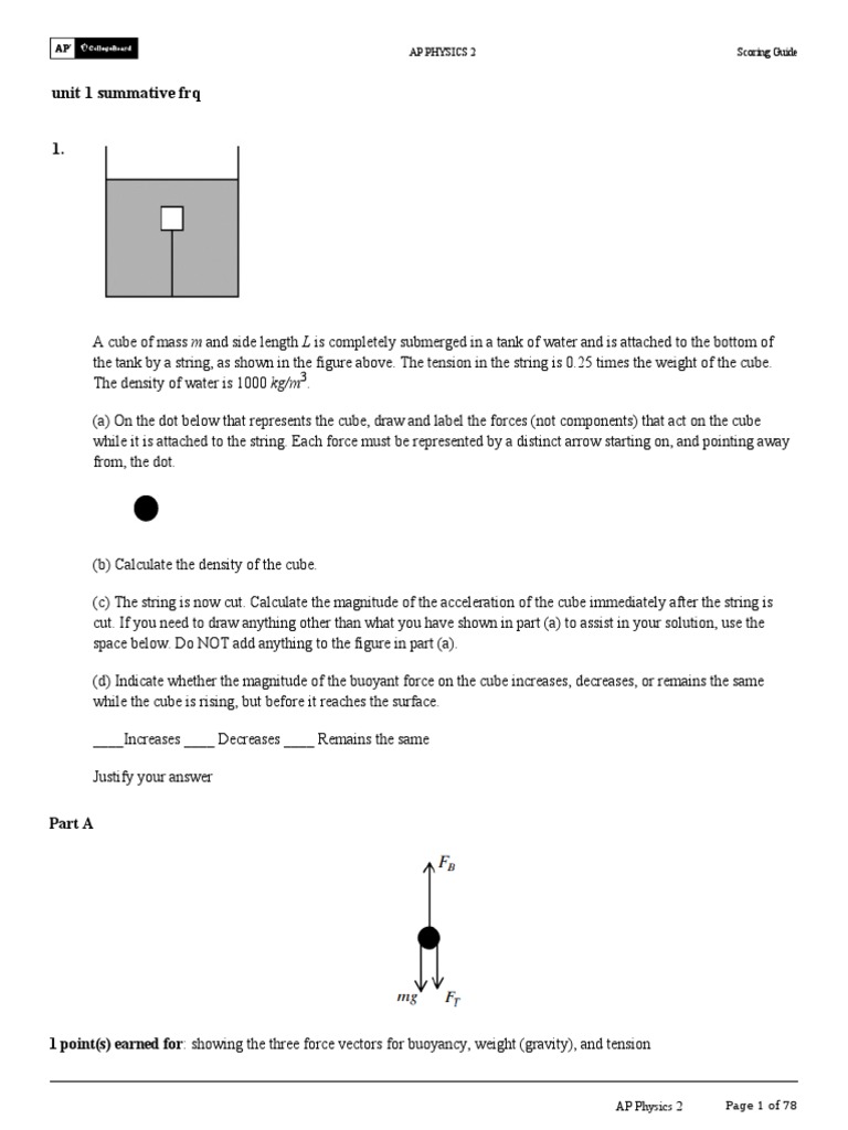 SG Unit1summativefrq | PDF | Buoyancy | Force
