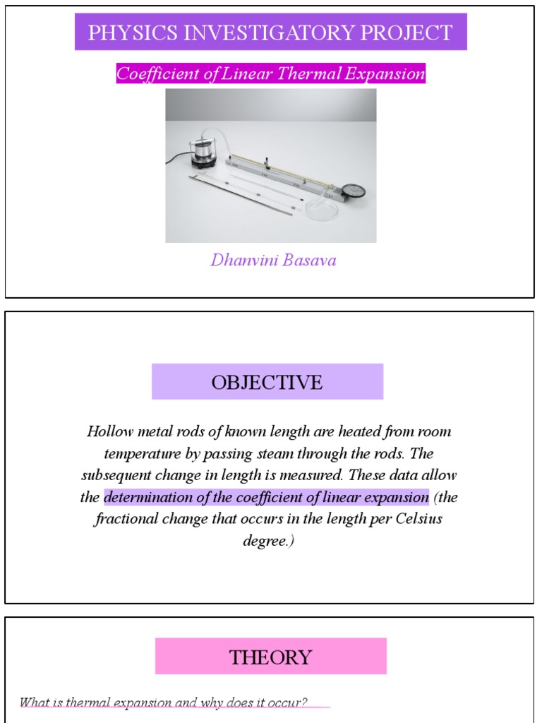 Linear Expansion of Metals Experiment | PDF | Thermal Expansion ...
