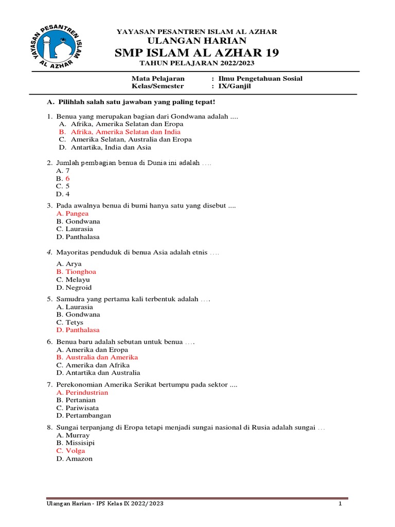 Soal Uh Ips Bab 1 20222023 | PDF