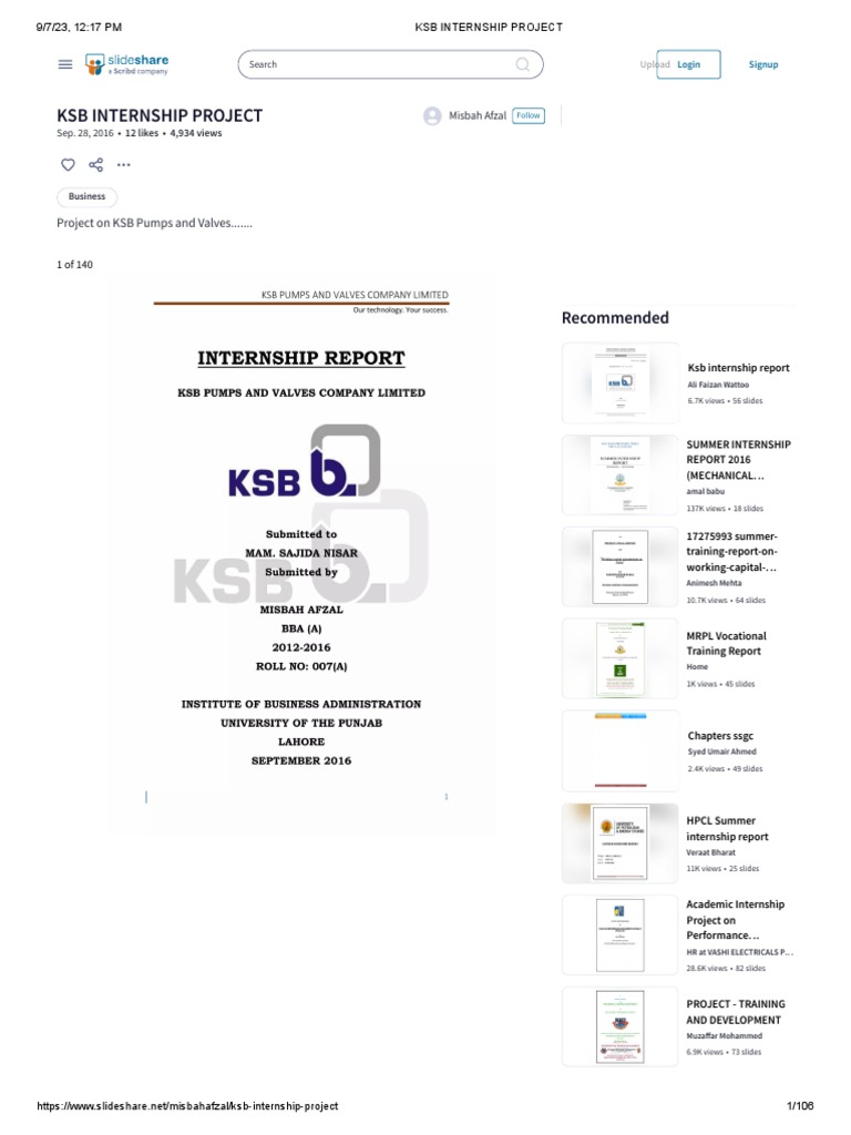 KSB Internship Project | PDF