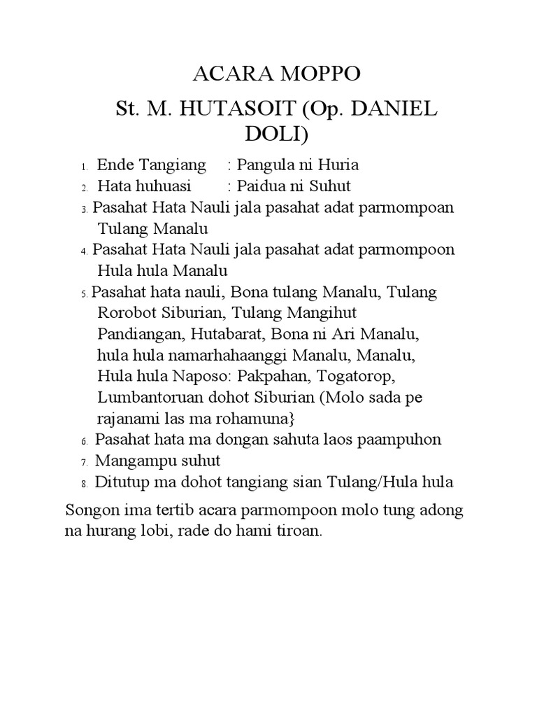 Acara Moppo | PDF | Kajian Bahasa Asing | Seni & Disiplin Bahasa