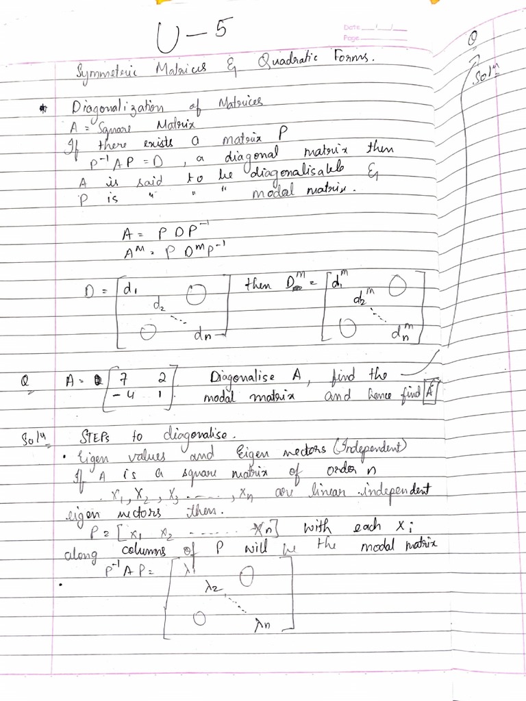 Symmetric Matrices and Quadratic Forms | PDF