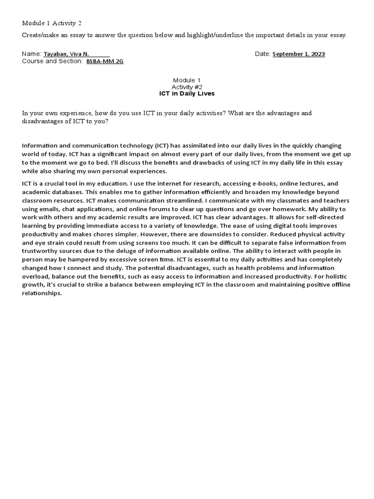 Chapter 1 Assignment IT ERA | PDF