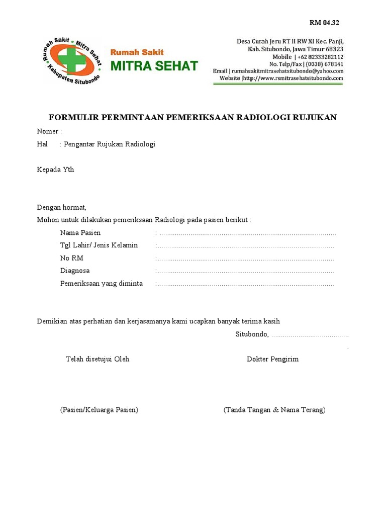 Form Radiologi Rujukan | PDF