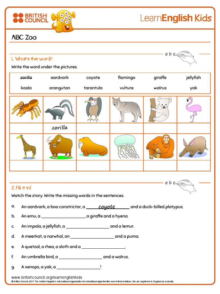 ABC Zoo Animal Word Activities | PDF | Mammals | Organisms