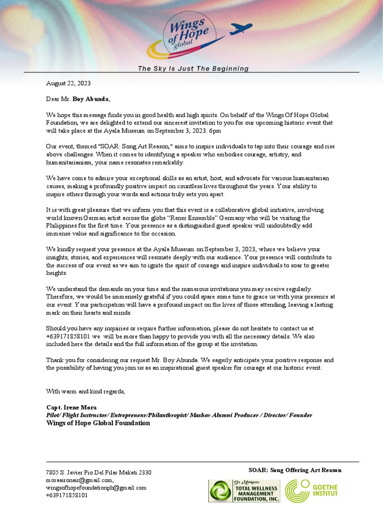 SOAR Letter To Mr. Boy Abunda | PDF