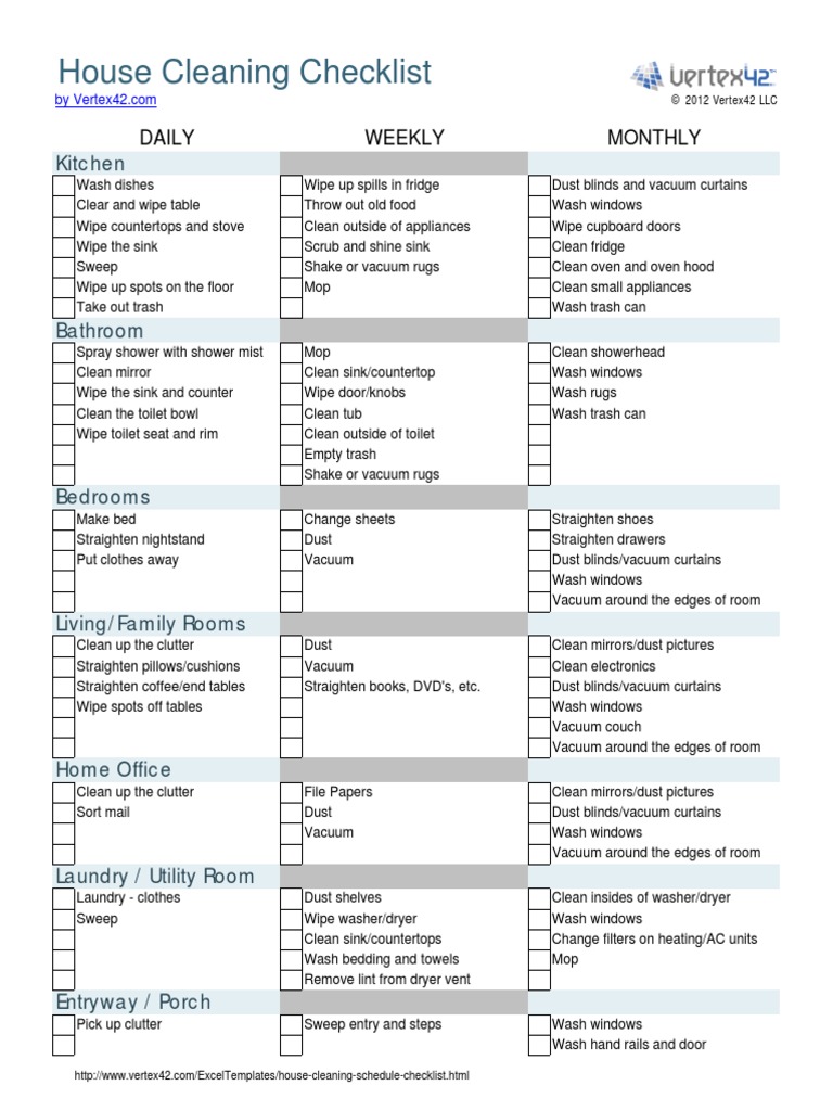 Comprehensive House Cleaning Checklist | PDF | Sink | Clothes Dryer