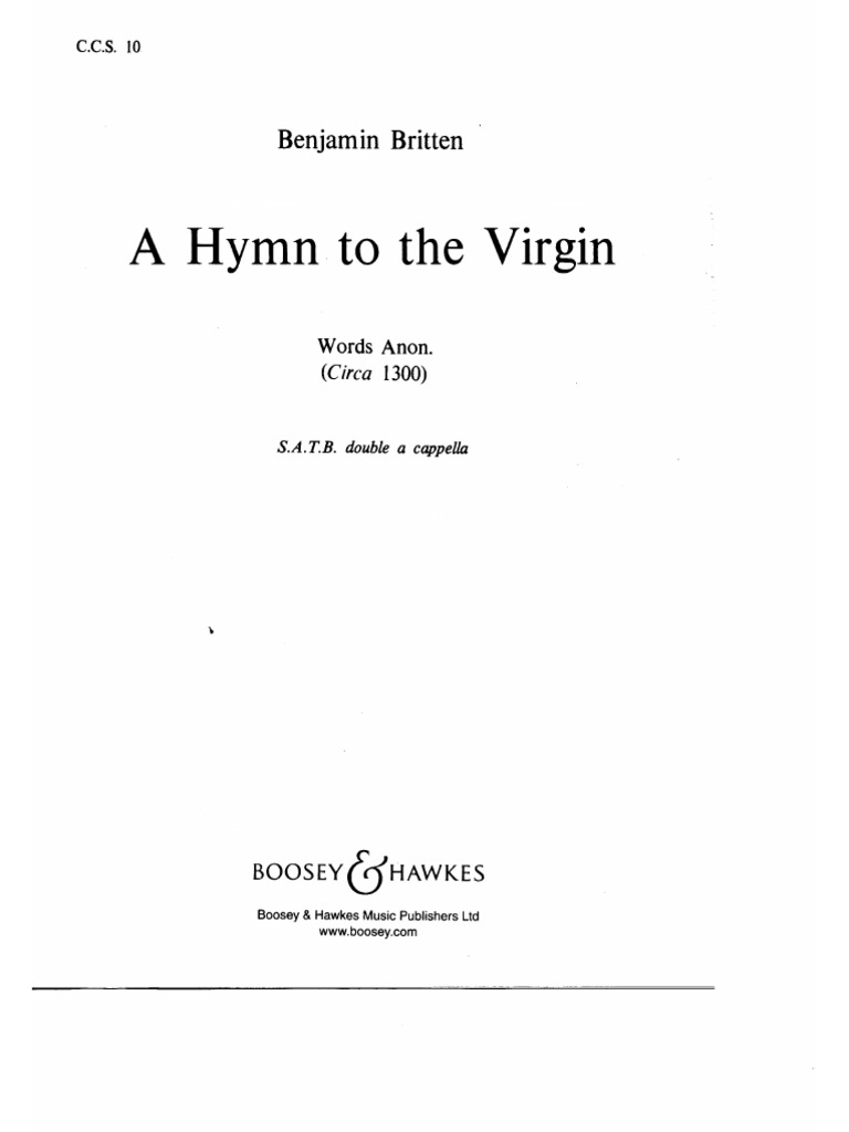 Hymn To The Virgin Britten | PDF | Music Performance | Singing