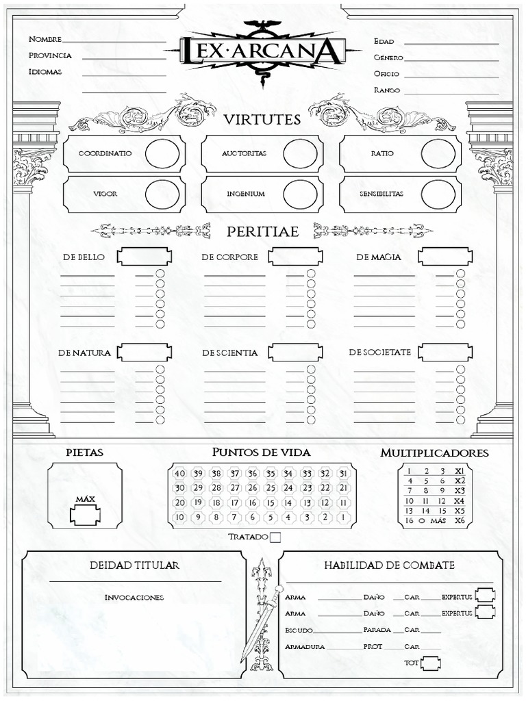 Lex Arcana - Hoja PJ | PDF