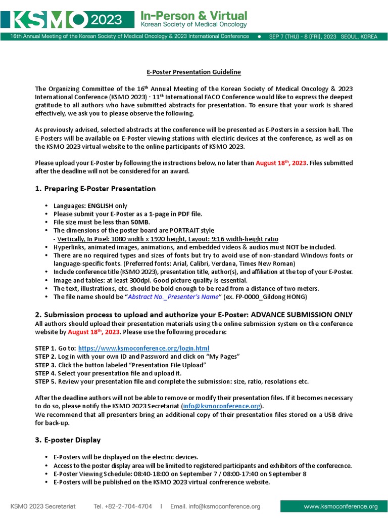 KSMO 2023 - E-Poster Guideline | PDF
