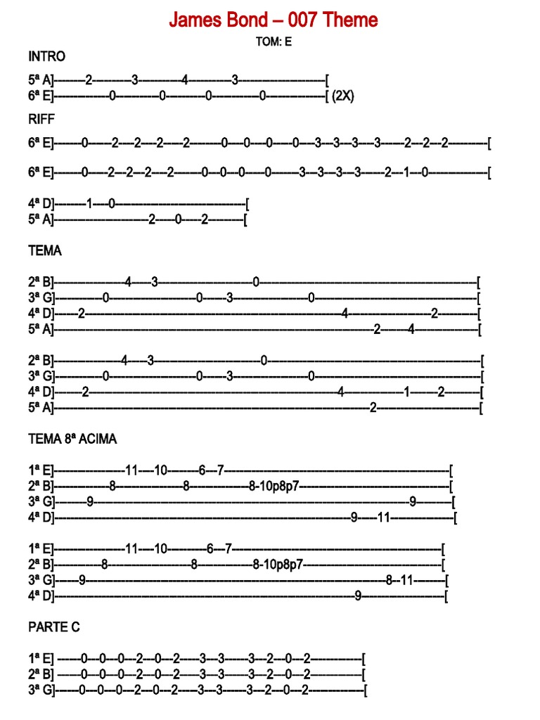 Fingerstyle Guitar - 007 James Bond Theme | PDF