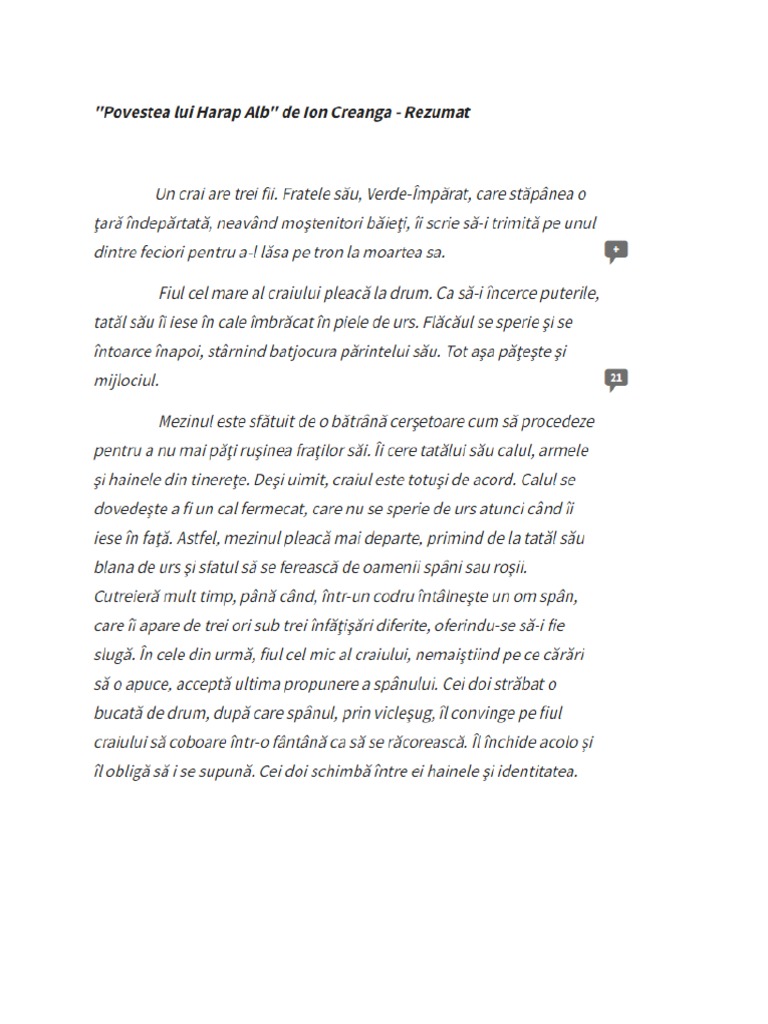 Povestea Lui Harap-Alb | PDF