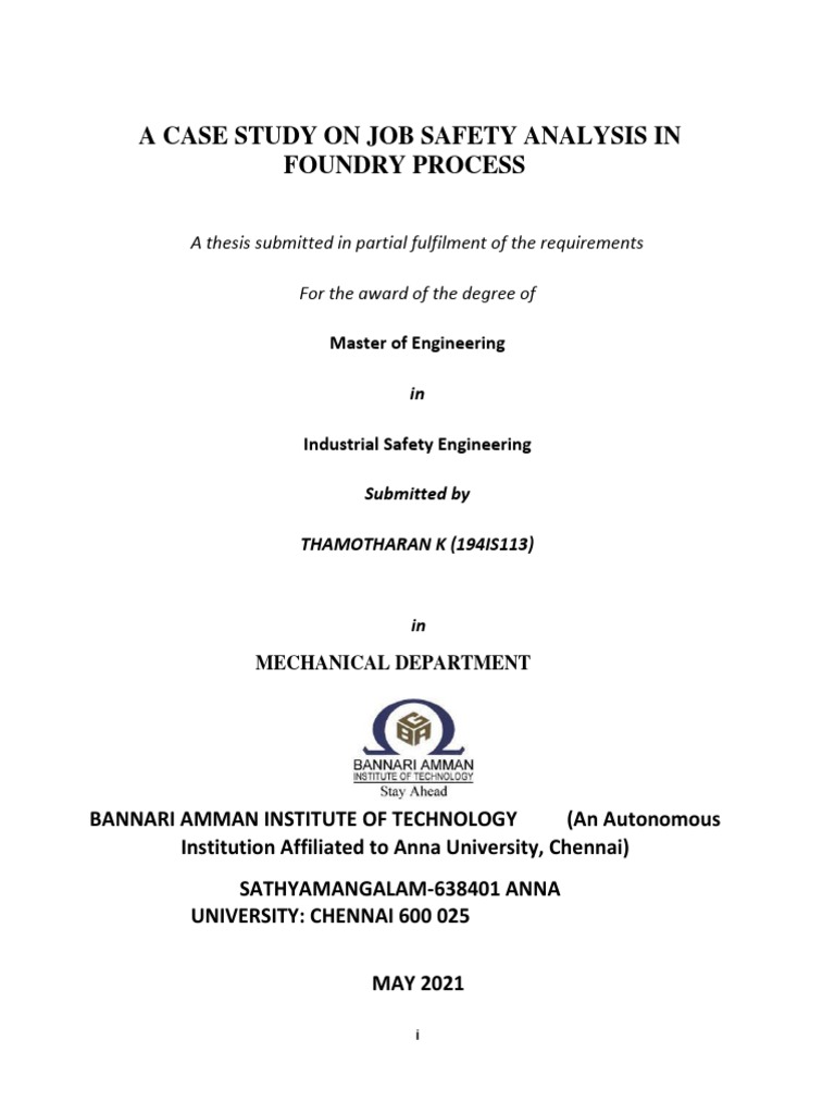 Foundry Safety Analysis Study | PDF | Foundry | Hazards