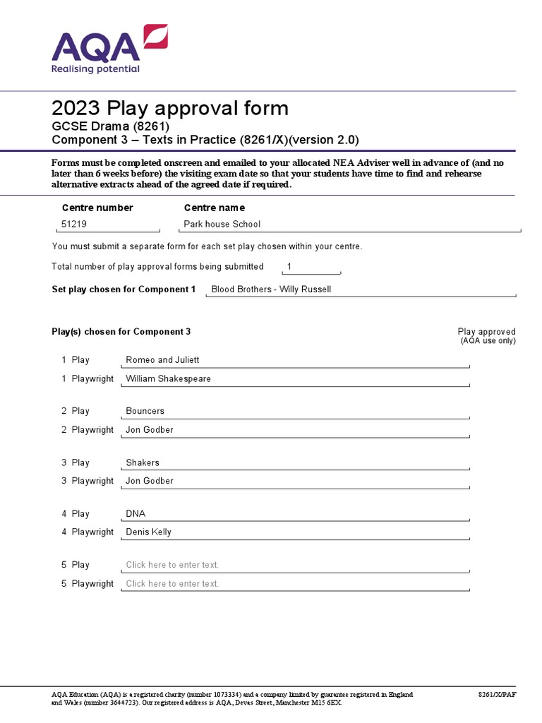 Play Approval Form 2022 23 PHS | PDF