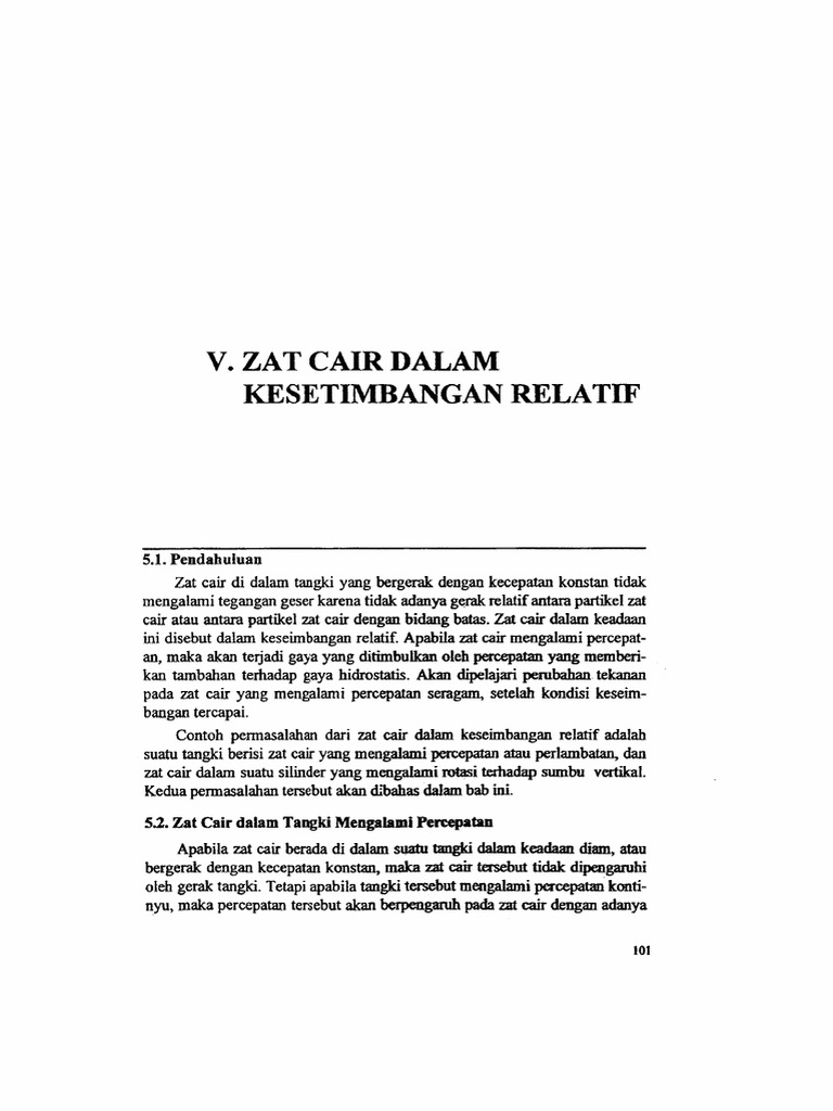 Mekanika Fluida (5) Zat Cair Kesetimbangan Relatif | PDF
