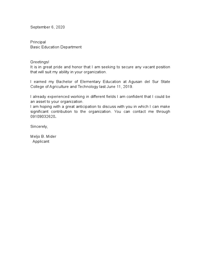 Application Letter Joy | PDF