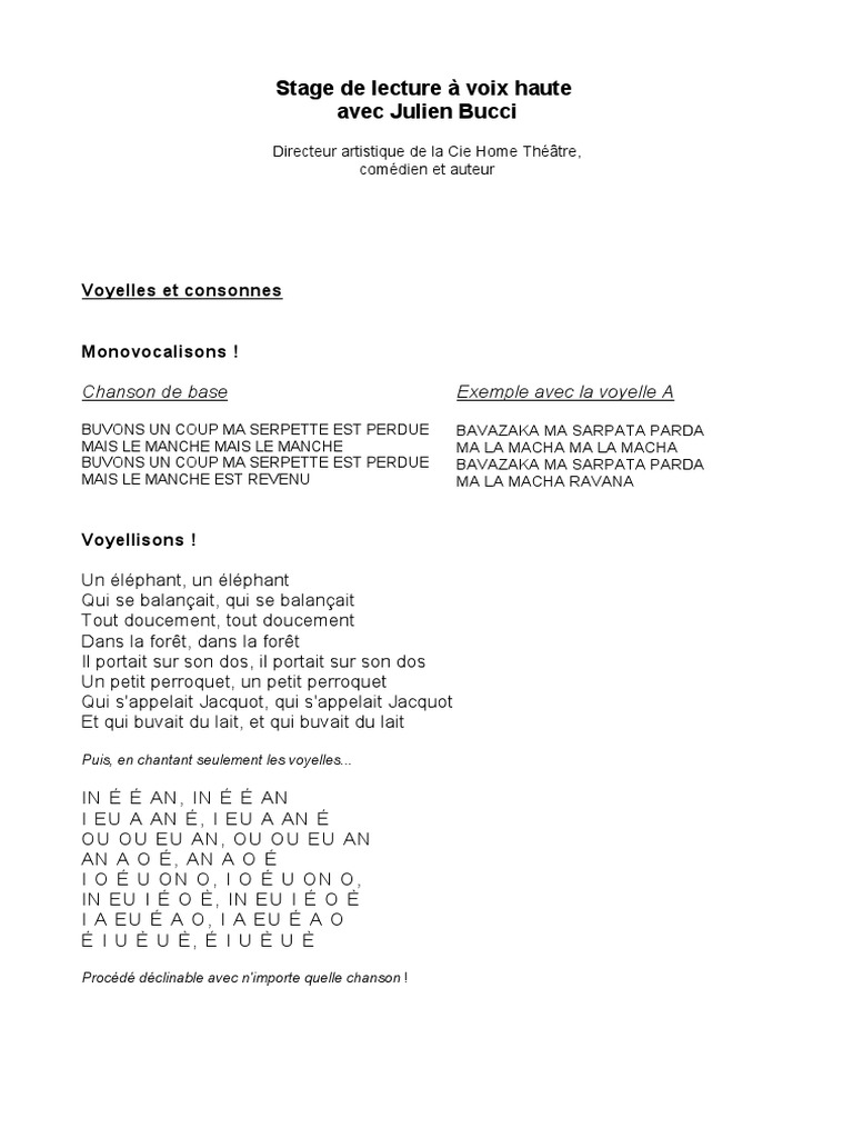 Stage de lecture à voix haute | PDF