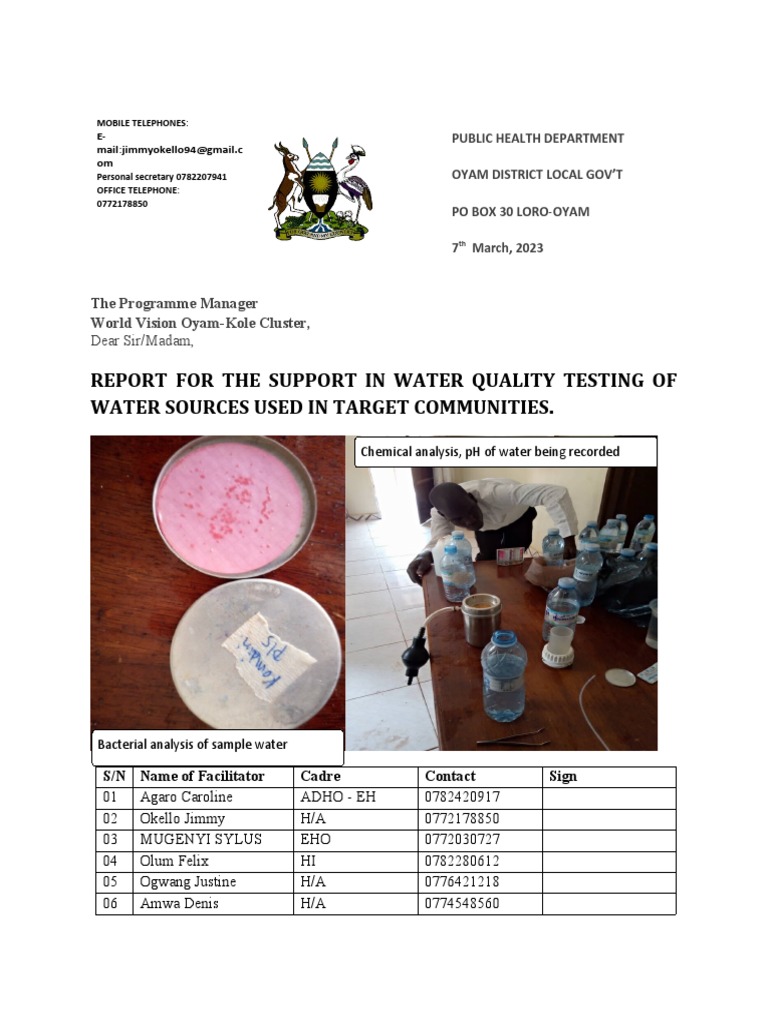 WQT Report | PDF | Wash | Drinking Water