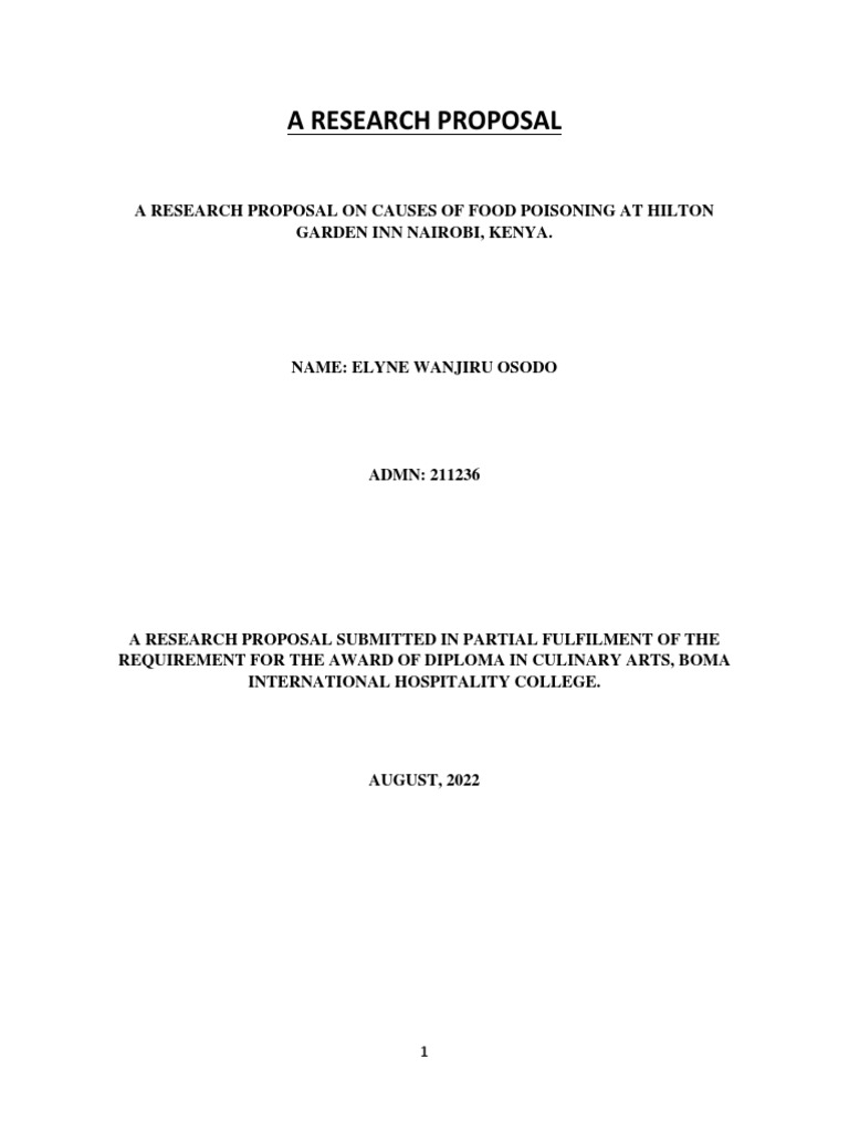Elyne Osodo Research Proposal | PDF | Hand Washing | Foodborne Illness