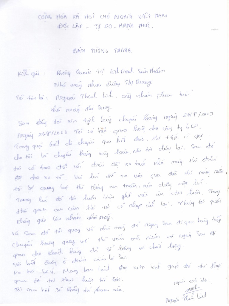 Ban Tuong Trinh 07.09.2023 | PDF Ban Tuong Trinh 07.09.2023 | PDF