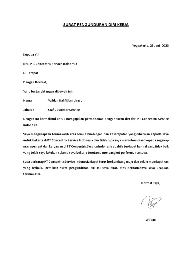 Surat Resign Wildan | PDF