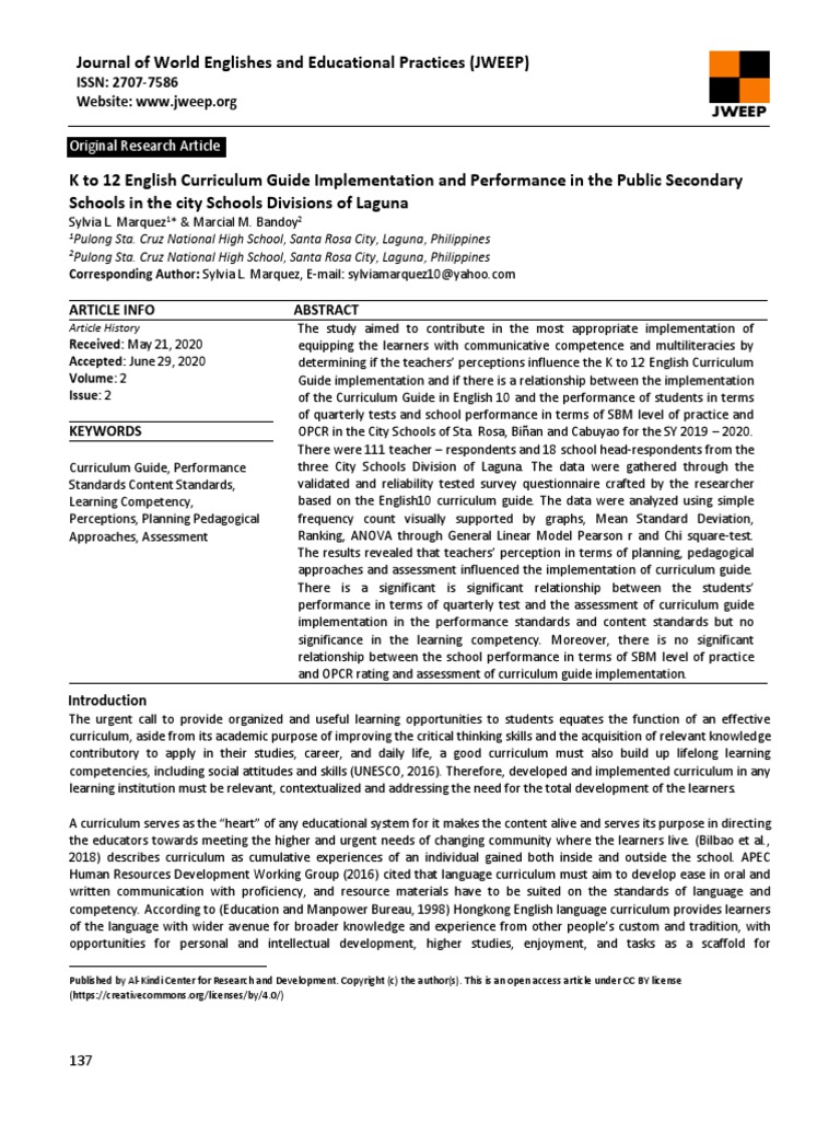 Journal of World Englishes and Educational Practices (JWEEP) | Download ...