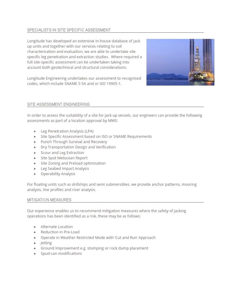 Site-Specific Assessments for Jack-Up Units | PDF | Geotechnical ...