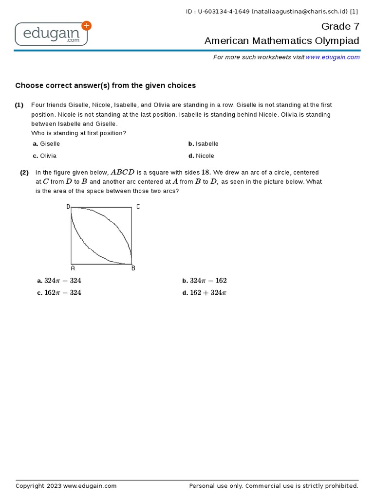Latihan AMO Olypiad | PDF | Elementary Mathematics | Geometry