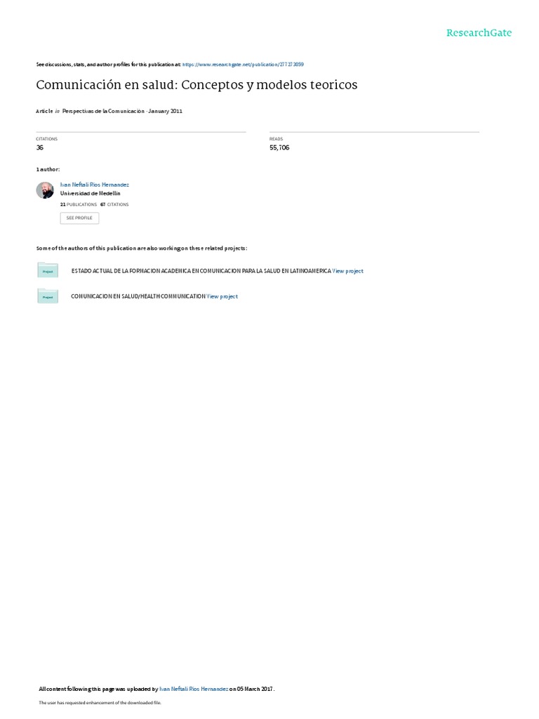 Comunicacionen Salud Ivan Neftali Rios | PDF | Comportamiento ...