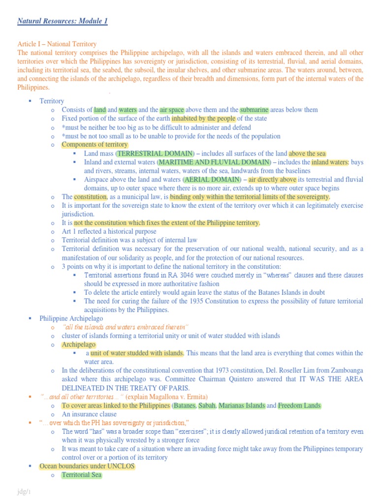 Natural Resources Module 1 Atty Gallant | PDF | Territorial Waters | Justice