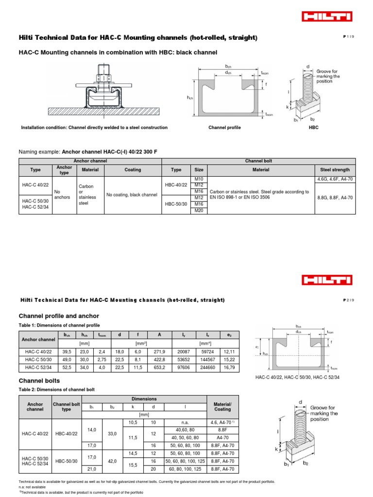 Hilti - Technical Data Sheet - CIC Mounting On Plate | PDF | Bending ...