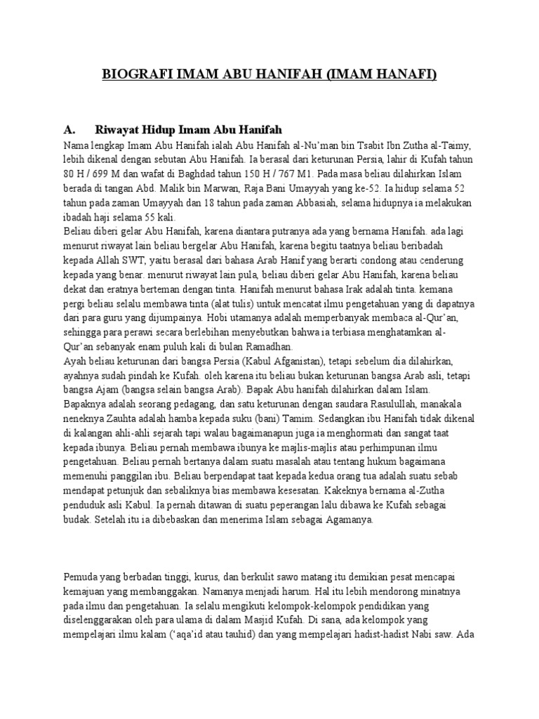 Biografi Imam Abu Hanifah | PDF Biografi Imam Abu Hanifah | PDF