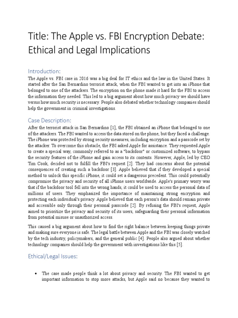 Research Report-Apple Vs FBI Data Privacy Issue | PDF | Privacy | I Phone